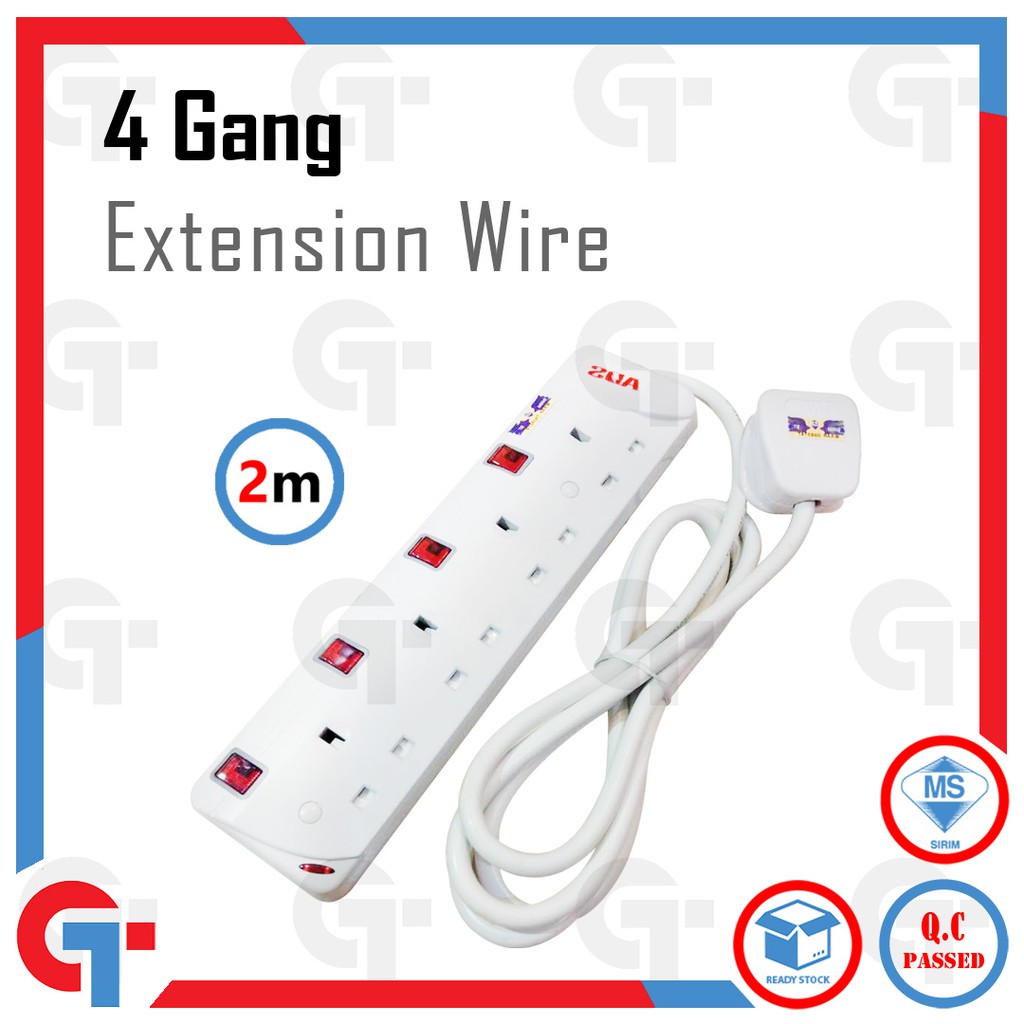 4 Gang Extension Trailing Socket Wire (2m) | Shopee Malaysia