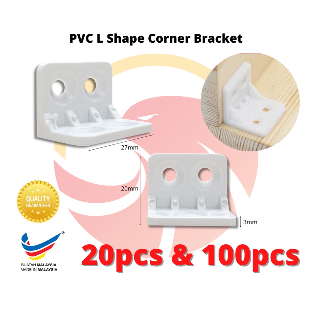 PVC L Bracket 1'' White L Shape Bracket Shelf Corner 90 Degree PVC ...