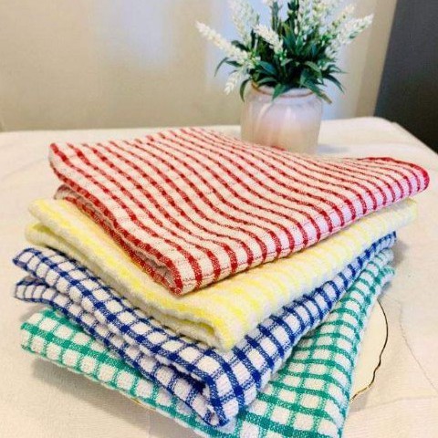Kain Lap Meja yang Serap Air Kitchen Towels Small Grid Design Tuala ...