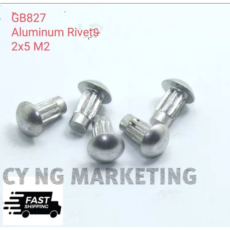 1 pack of 50pcs Logo Rivets Aluminum Rivets 2mmx5mm GB827 Knurled Nameplate Rivets Half Round ...