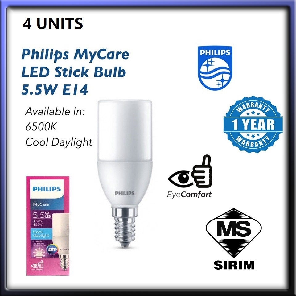 Philips MyCare LED Stick Bulb 5.5W E14 - 4 units | Shopee Malaysia