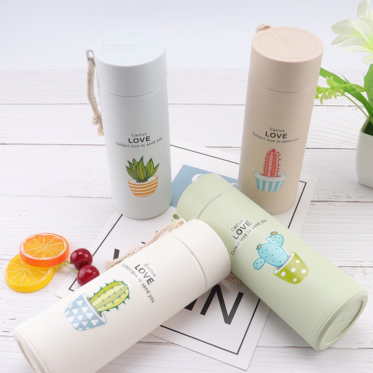 [Ready Stock ]400ml Cactus Glass Water Bottle Travel Drinking Bottle ...