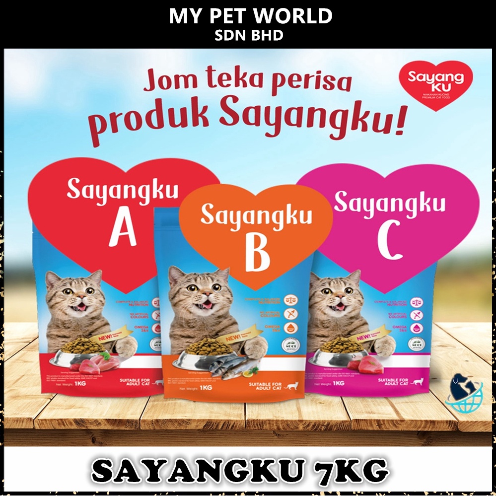 Sayangku Ocean Fish / Tuna / Chicken Tuna Dry Cat Food 7KG | Shopee ...