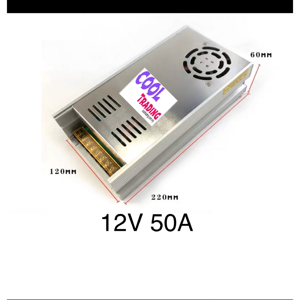 Z 12V 50A Big Power Supply with Fan For LED CCTV ALARM SWITCHING ...