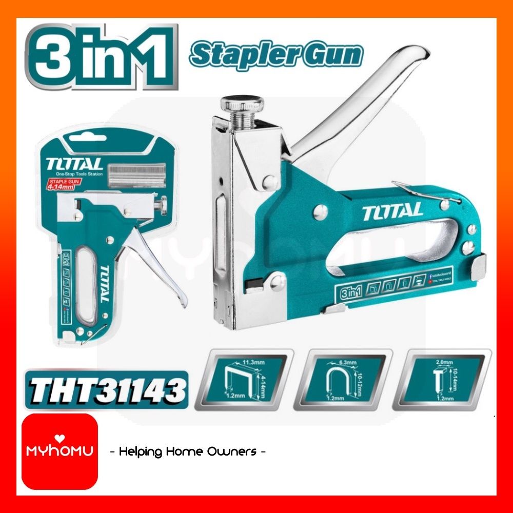 TOTAL 3 IN 1 STAPLE GUN WITH ADJUSTABLE DRIVING FORCE THT31143 U TYPE ...