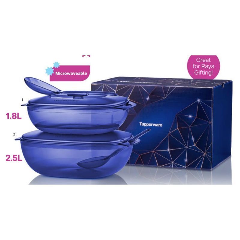 Tupperware Royale Blue Crystalline Serveware Set | Shopee Malaysia