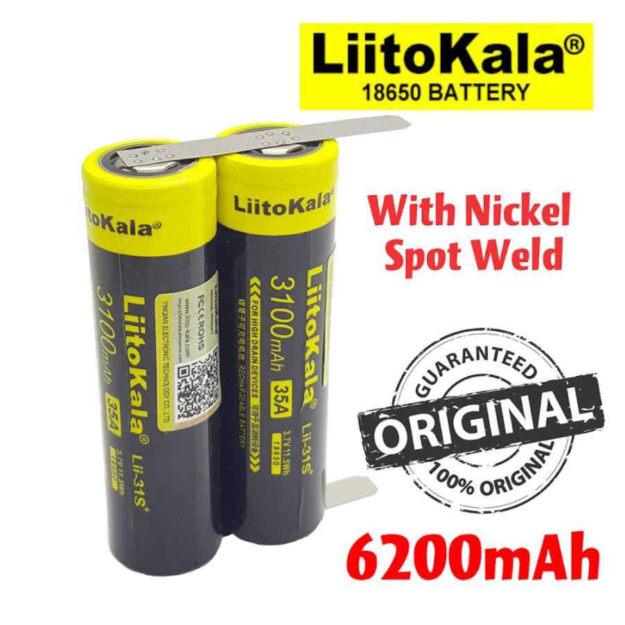 18650 Battery Custom DIY Lithium Li Ion 3100mAh Lii 35S 35A Hi Drain ...