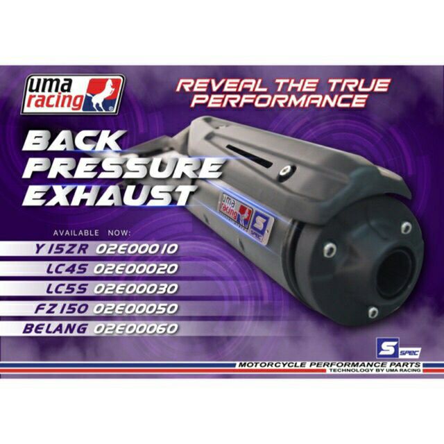 Exhaust muffler UMA BACK PRESSURE TRU STEEL 135LC/135LC-5S/Y15ZR/RS150 ...