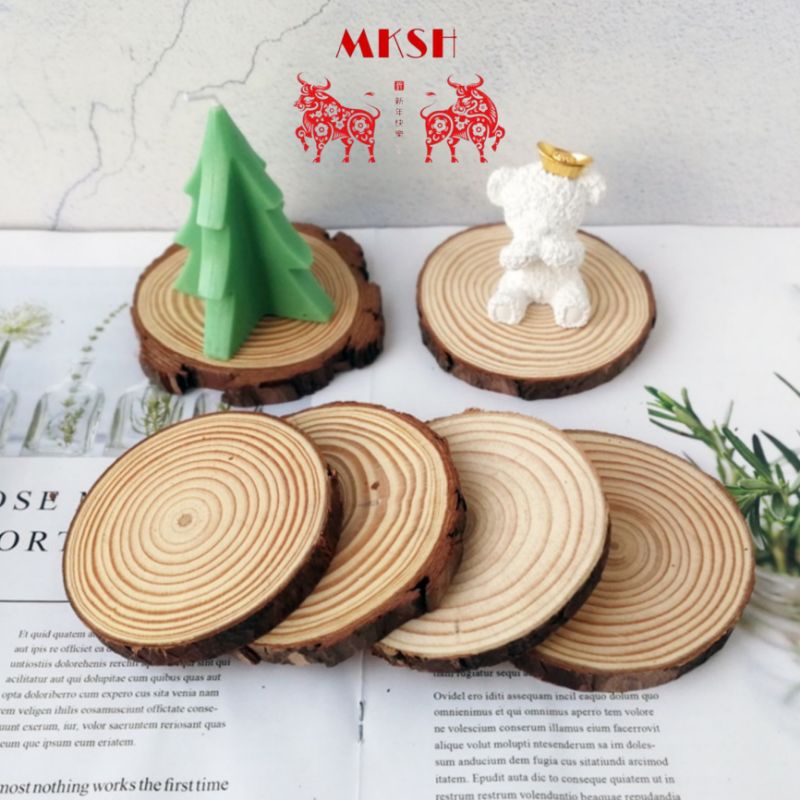Candle Base Scented Candle Plate natural wood base Hand Painting Wood ...