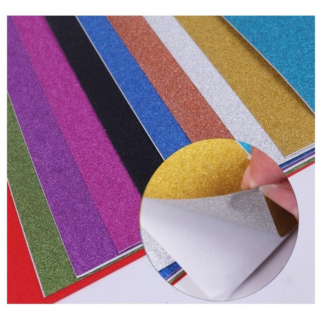 ZA068 Metallic A4 Glitter Paper STICKER/CARD 5 Sheets Glitter Self ...