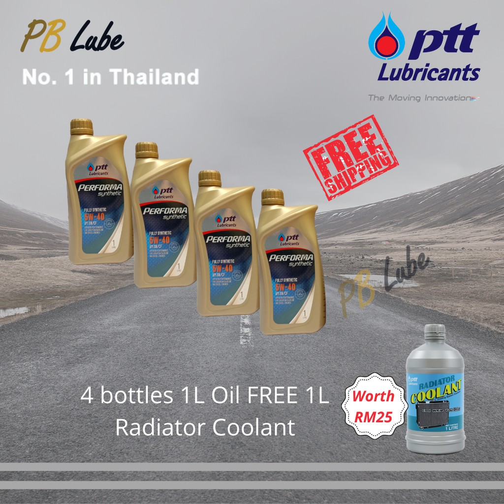 PTT FULLY SYNTHETIC 5W40 ENGINE OIL (FREE GIFT 1L COOLANT) | Shopee ...