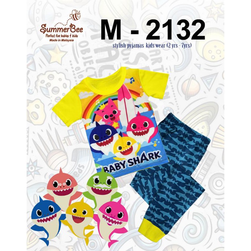 baby shark KIDS PYJAMAS 1-7Y 100%COTTON | Shopee Malaysia