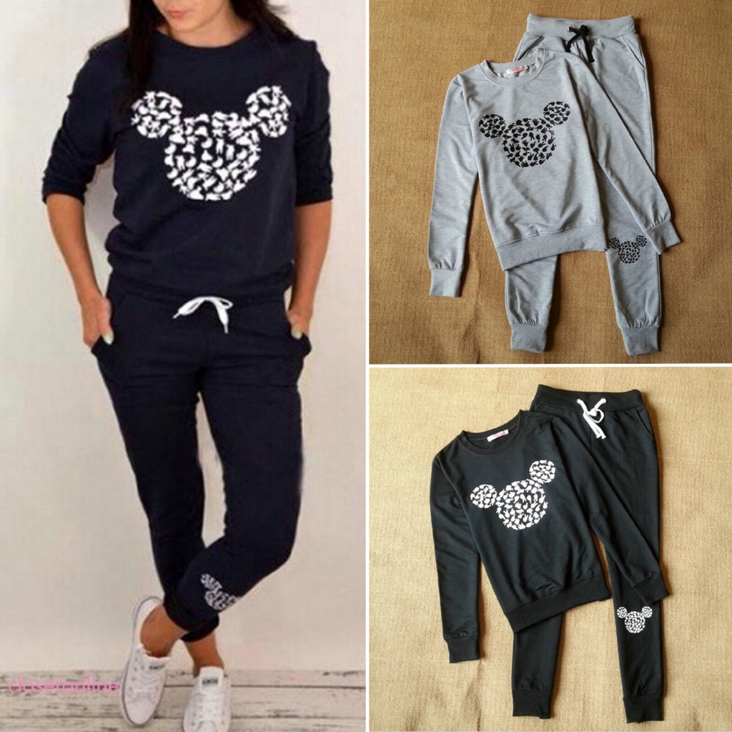 CL Womens Mickey Mouse Tracksuit Jogging Sweatshirt Track Pants ...