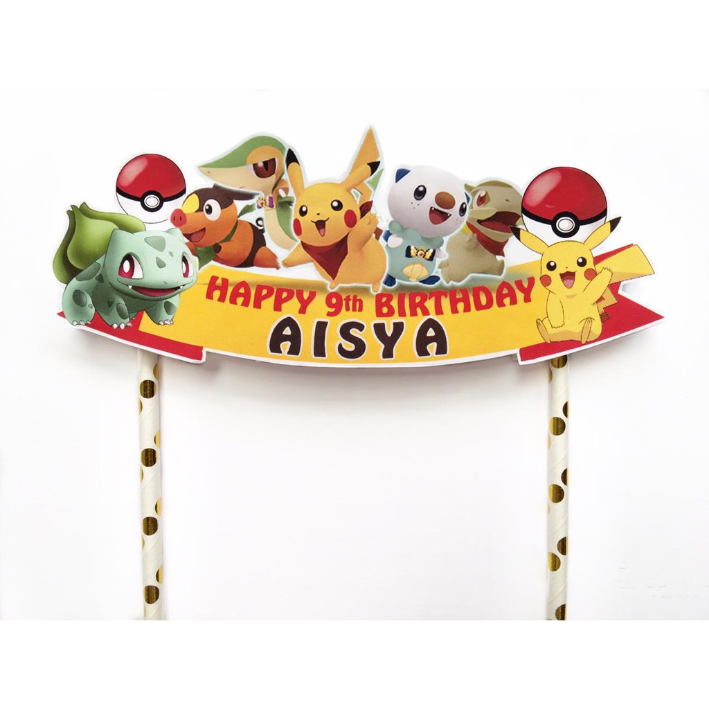 Pokemon HBD Banner for cake decoration etc | Shopee Malaysia