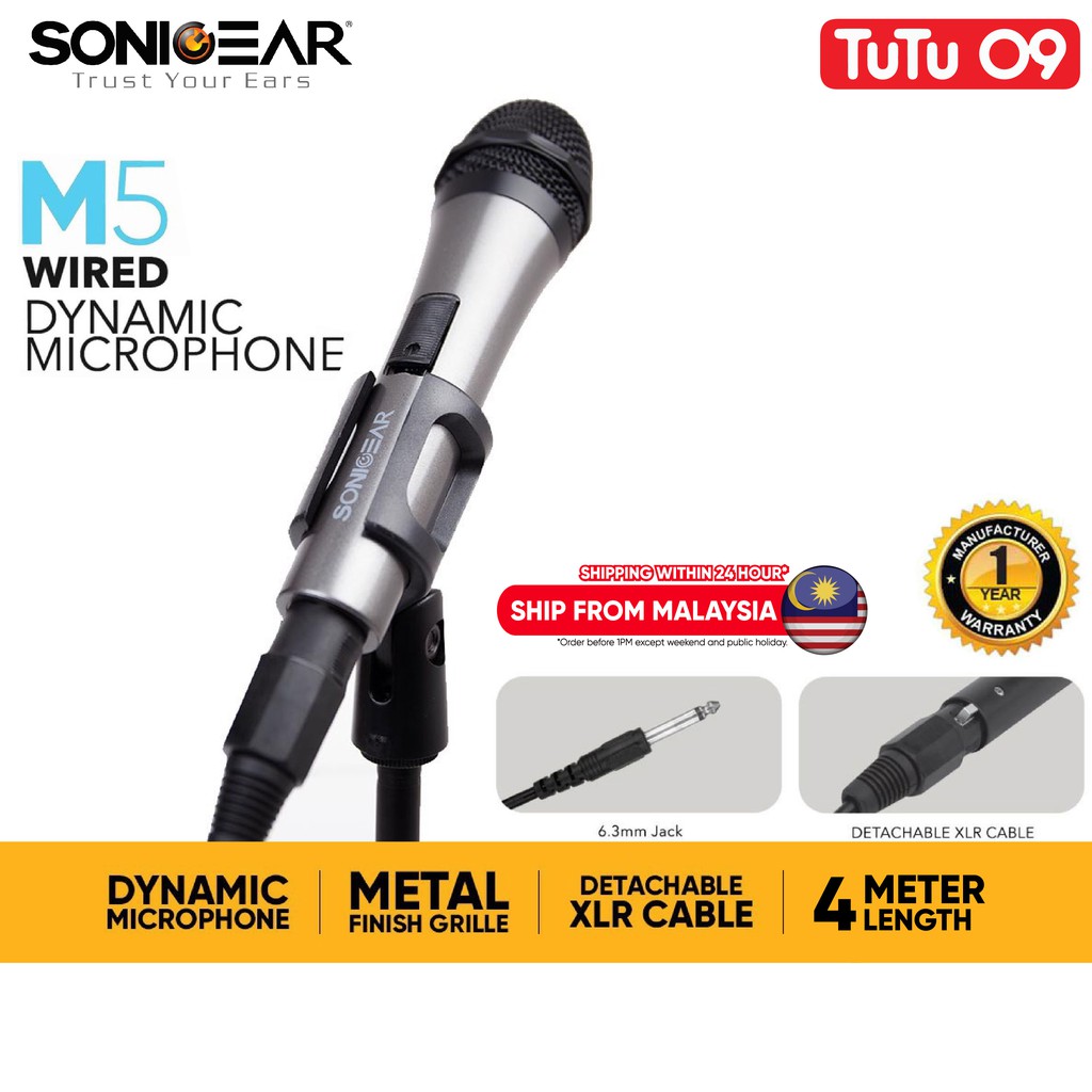 SONICGEAR M5 & M3 & M2 Wired Dynamic Microphone Karaoke Speaker ...