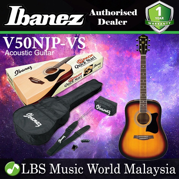 Ibanez V50NJP-VS Starter Jampack Bundle Package High Gloss Acoustic ...