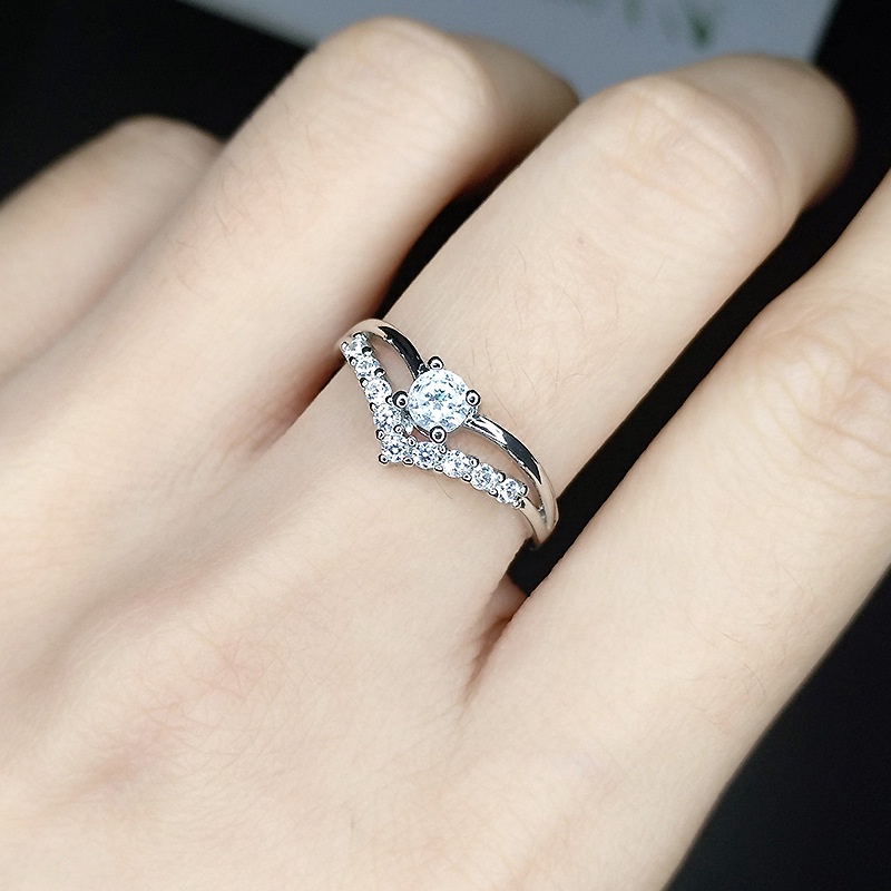 Crown S925 Silver Diamond Crystal Titanium Steel Women Fashion Jewelry ...