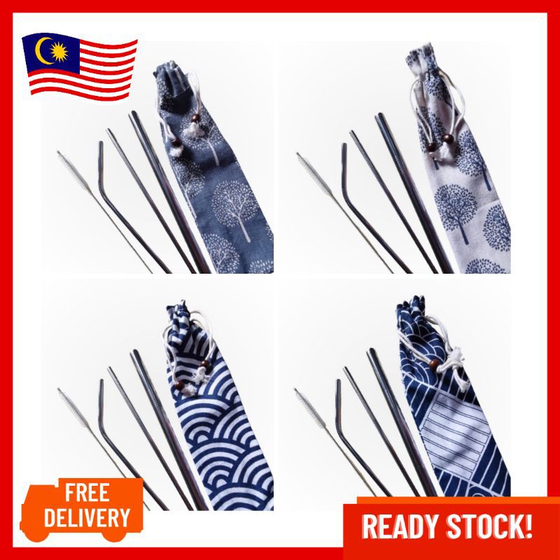 🔥[BAG OF CHOICE]🔥 - Reusable Stainless Steel Straw Set 5pcs Ready Stock ...