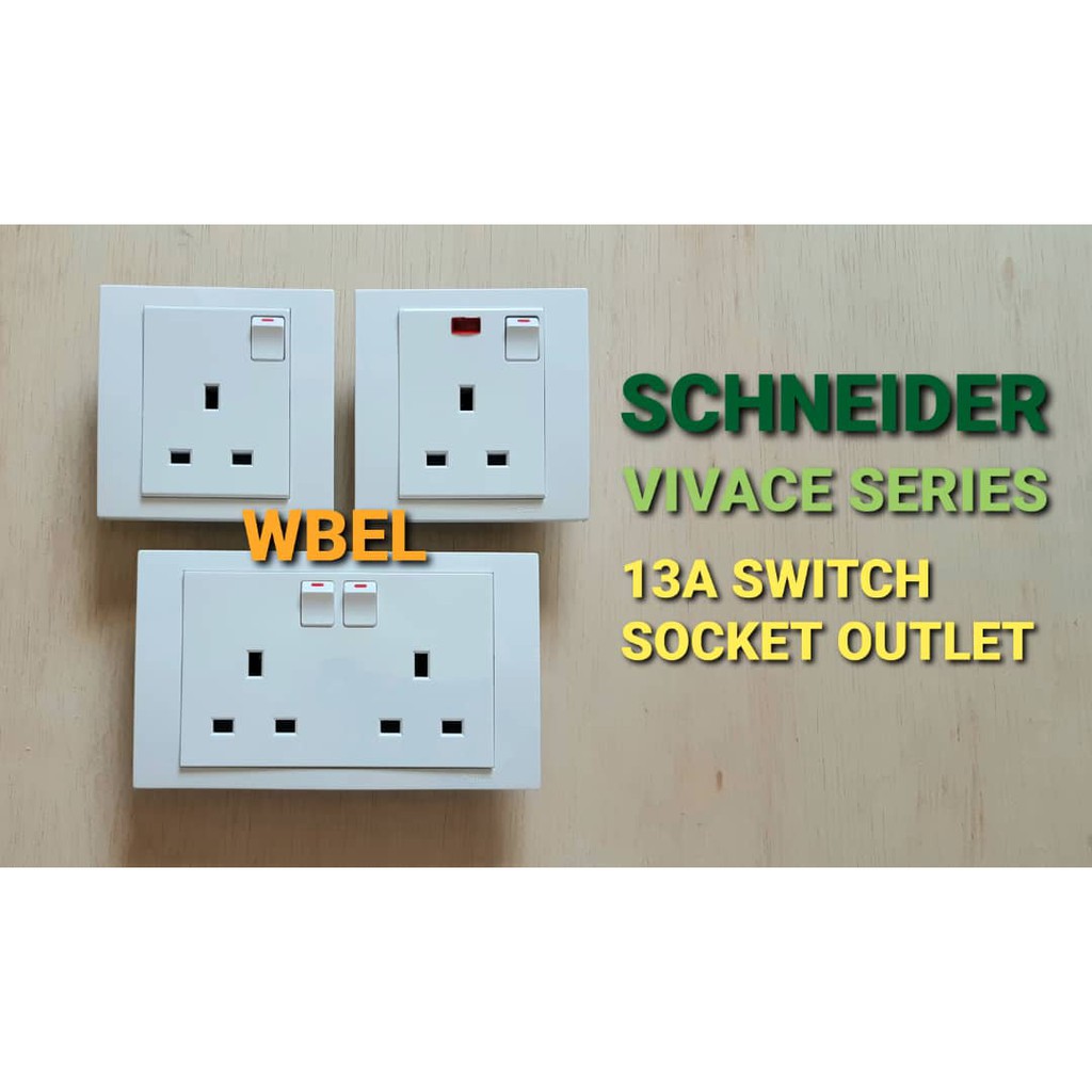 SCHNEIDER VIVACE 1 GANG / 2 GANG X 13A SWITCH SOCKET OUTLET - WHITE ...