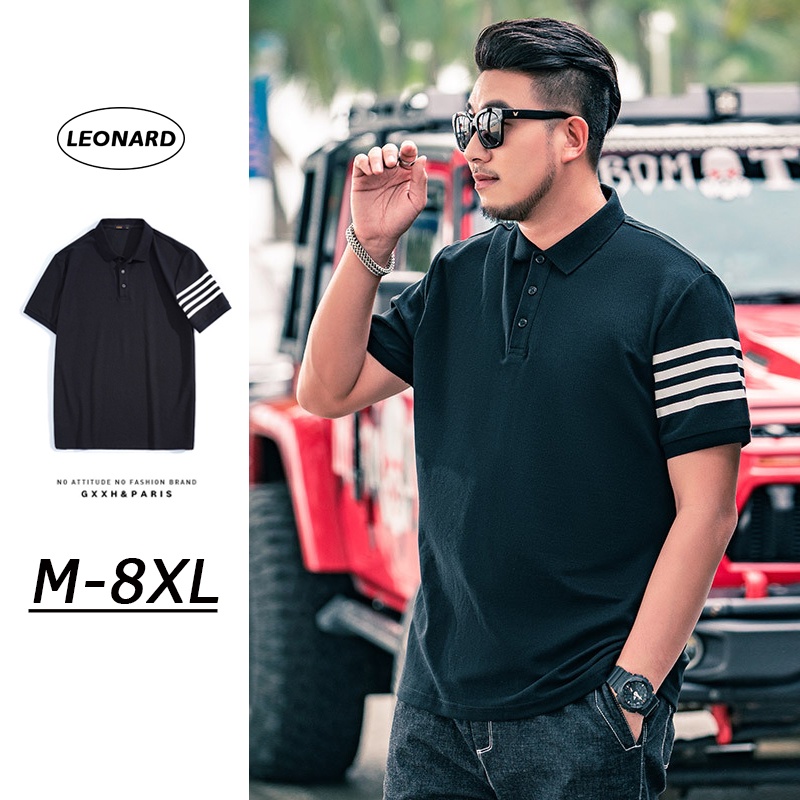 M-8XL High-end Polo t shirt men plus size loose Casual four bars Polo top Big size Slim office ...