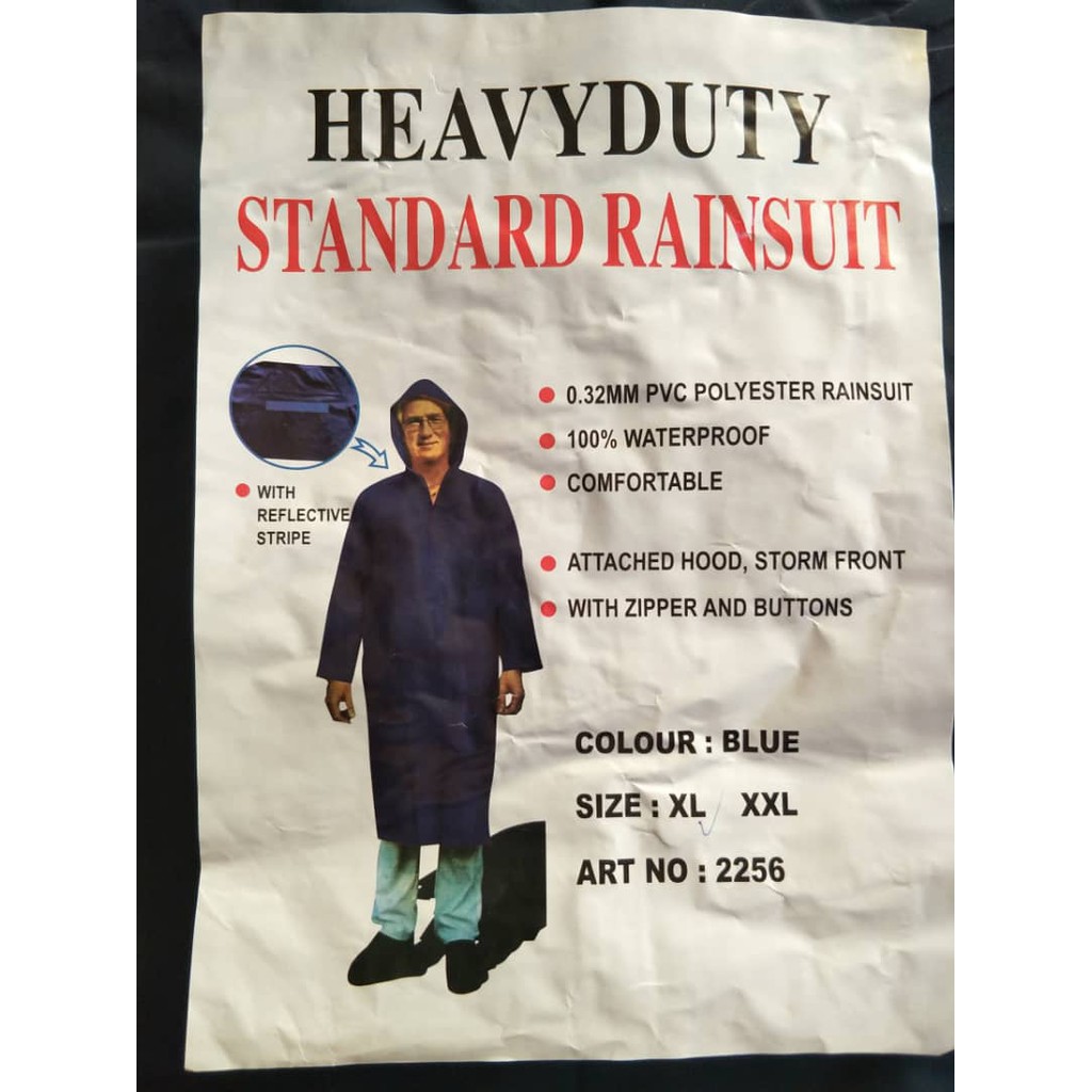 Heavy Duty Rain Coat Rain Coat With Button And ZipDark Blue | Shopee ...