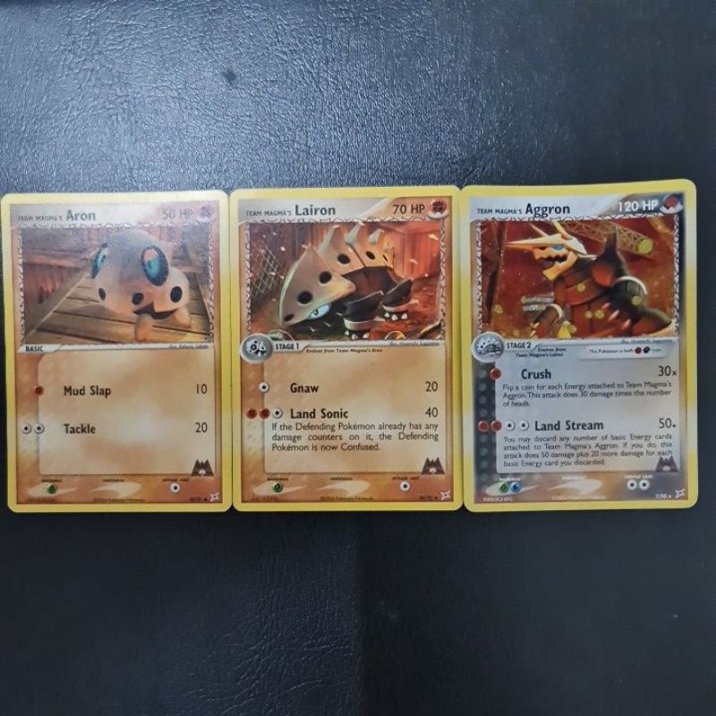 Pokemon Team Magma's aron, lairon, aggron rare holo trading card set ...
