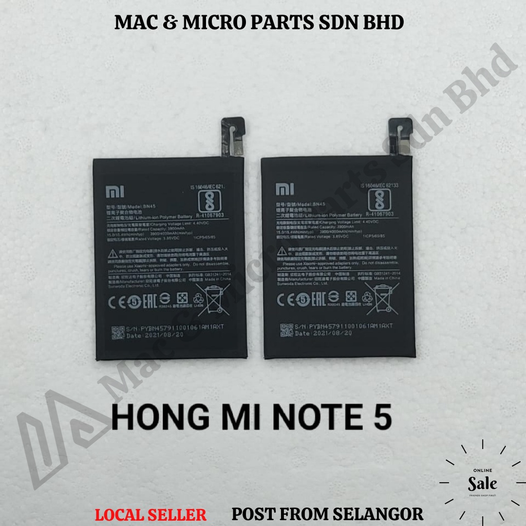 MG BRAND HONG MI NOTE 5 BATTERY MODEL BN45 (4000mAh) | Shopee Malaysia