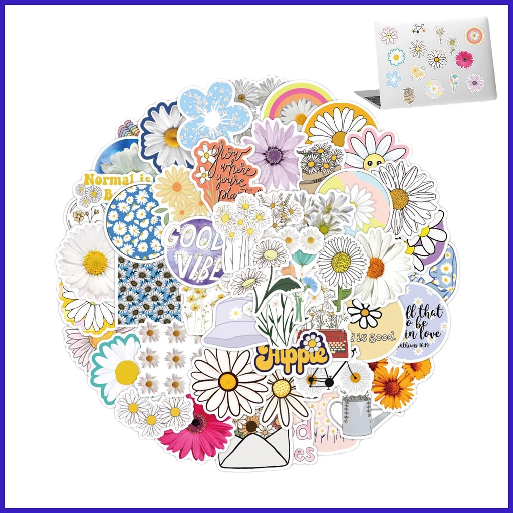 Daisy Stickers and Decals 50pcs/set Cute Daisy Stickers for Water ...