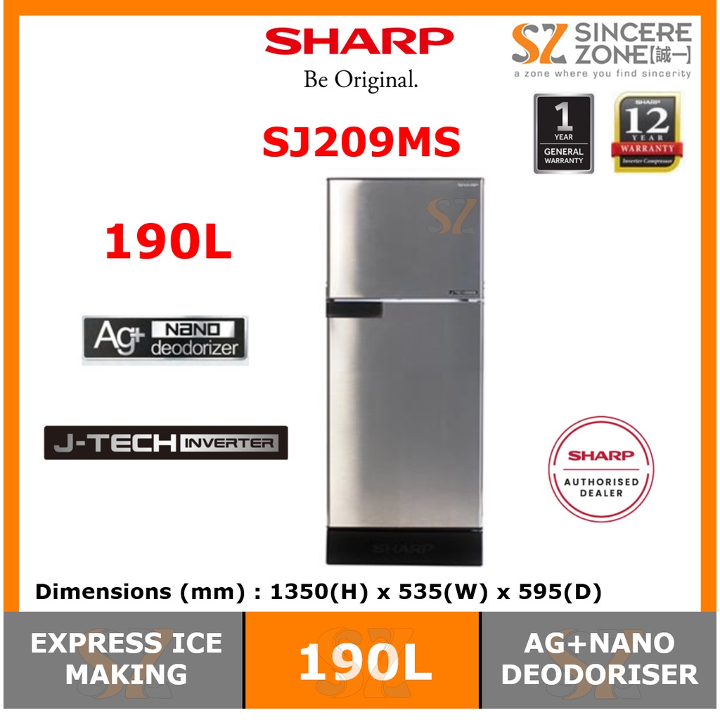 Sharp SJ209MS 190L i-Huggy Series Refrigerator / Inverter | Shopee Malaysia