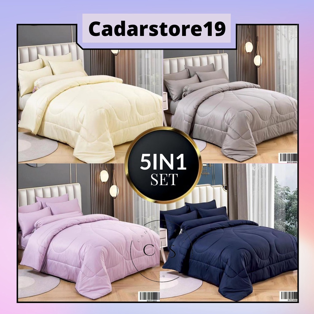 CADAR PREMIUM SILK 100% COTTON 5 In1 SUPER SINGLE WITH COMFORTER ...