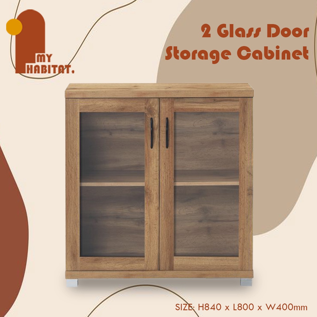 UNITI MULTIPURPOSE STORAGE CABINET WITH 2 GLASS DOORS | Shopee Malaysia