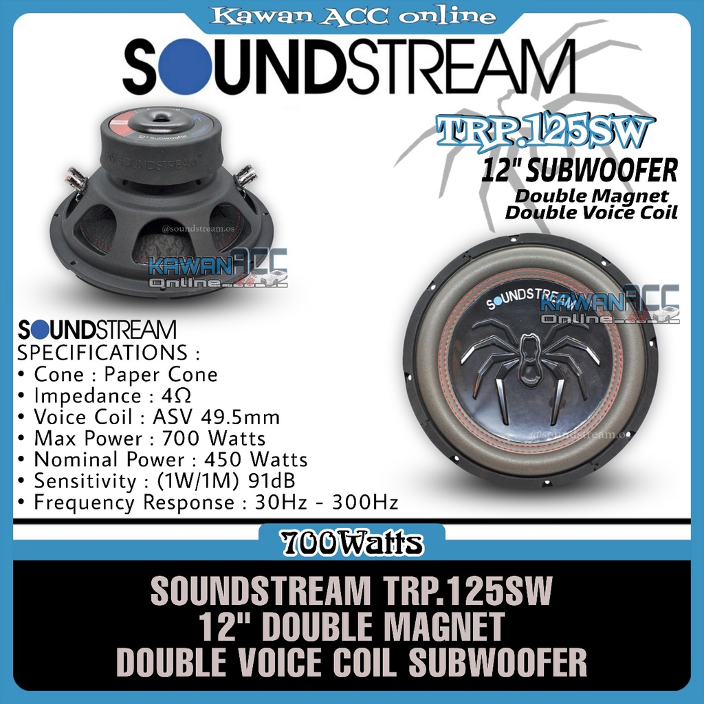SOUNDSTREAM 12" inch Subwoofer 700 Watts Double Voice Coil Woofer ...