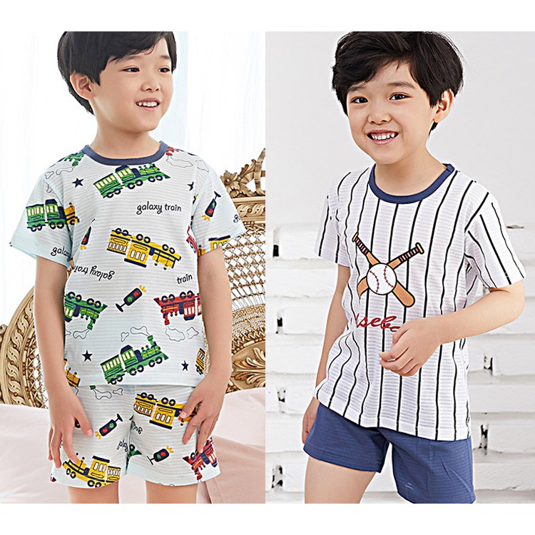 [Cool Fabric | 5 Sleeve] Olomimi 100% Cotton Kid Pyjamas Set (Boy ...