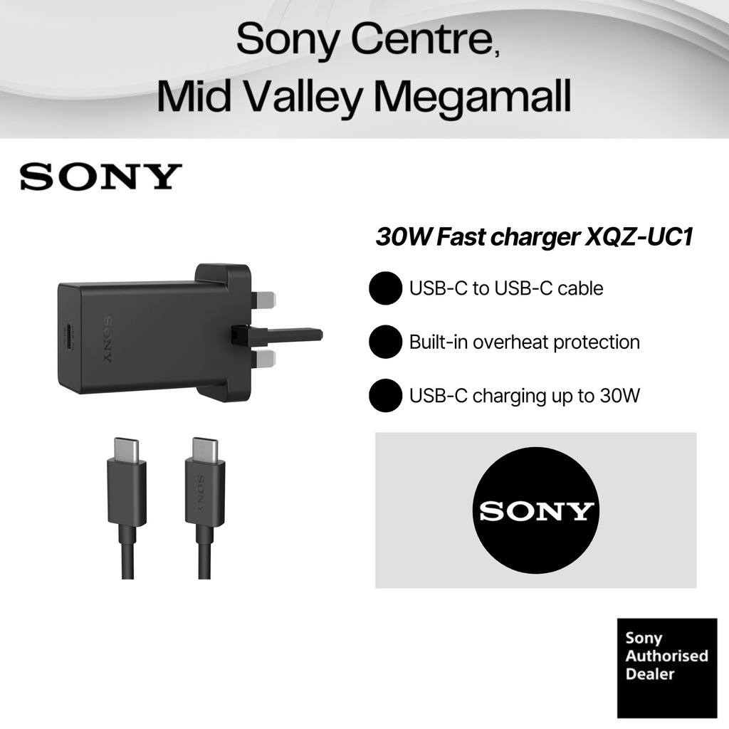 Sony 30W Fast charger XQZ-UC1 with USB-C charging | USB-C to USB-C ...