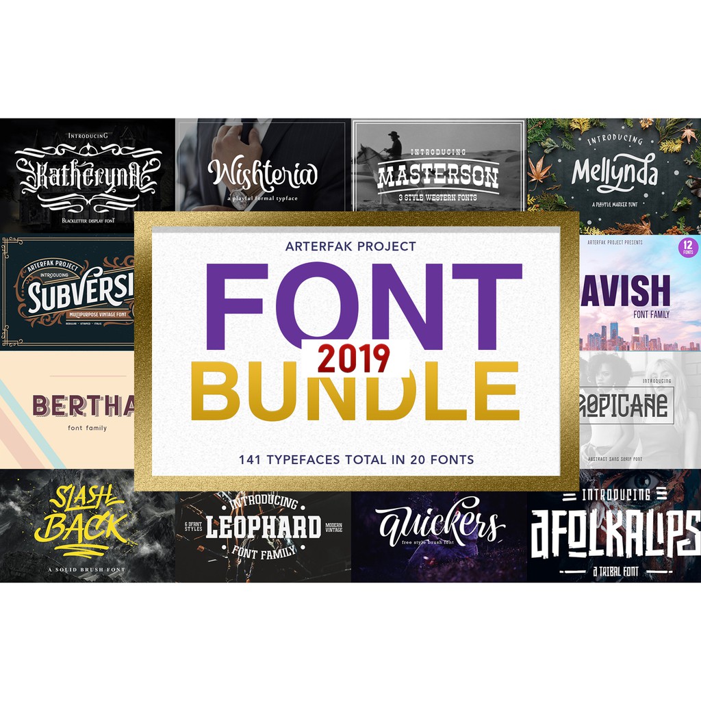 [ FONT ] Arterfak Project Font Bundle 2019 🔥 141 Typefaces Total In 20 ...