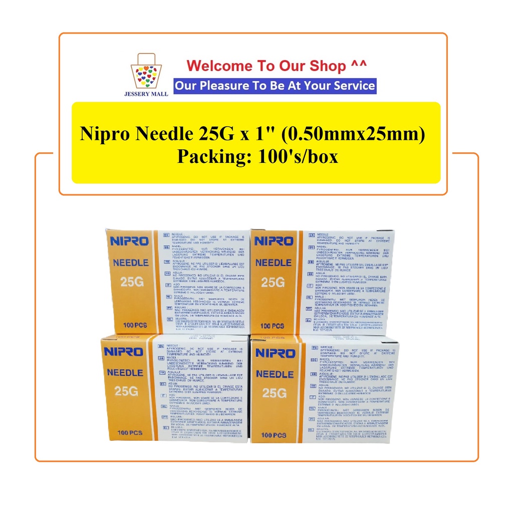 NIPRO Needle 25G x 1" (0.50 x 25mm) , Packing: 100's/box | Shopee Malaysia