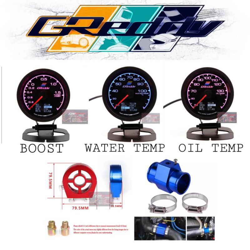 GREDDY METER UPGRADE VERSION 3 BERADIK _ BOOST + WATER TEMP + OIL TEMP ...