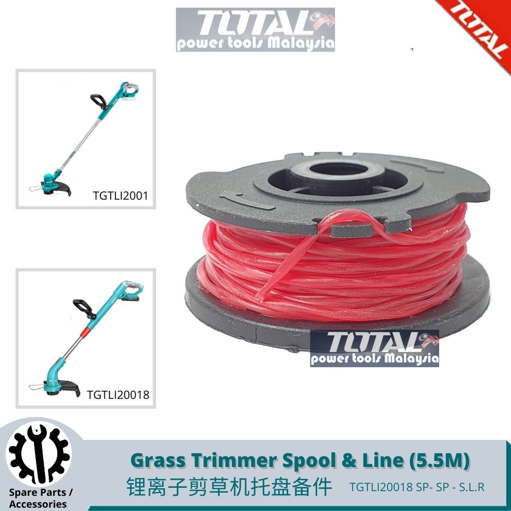TOTAL Grass Trimmer Spool & Line (5m) 锂离子剪草机托盘备件 For Garden Tool ...