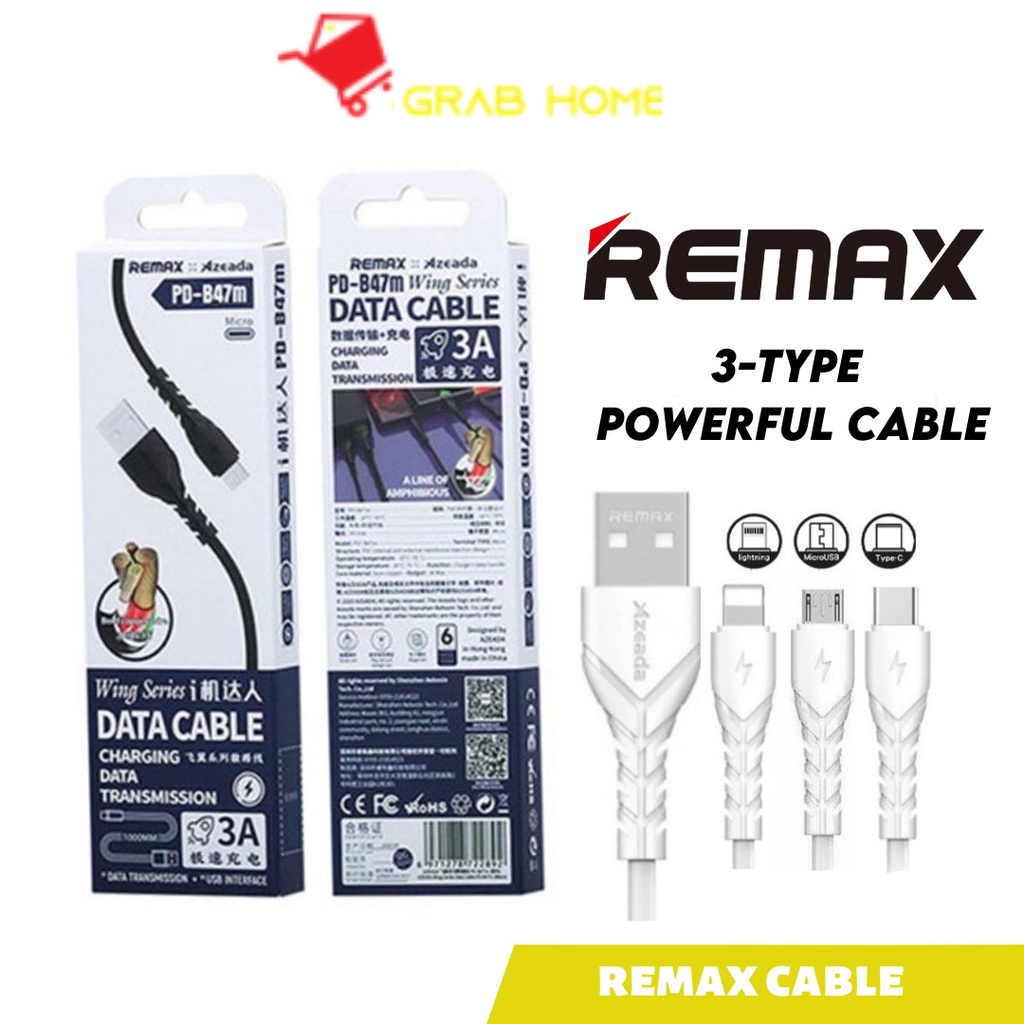 USB FAST 3A DATA CABLE REMAX AZEADA PD-B47 WING SERIES | Shopee Malaysia