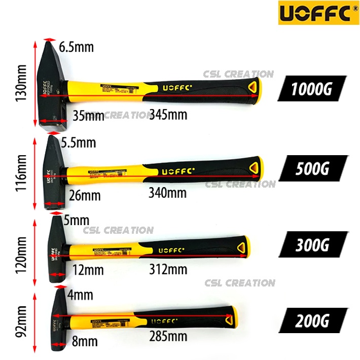 UOFFC 200G 300G 500G 1000G Machinist Hammer Drop Forged Hammer Head ...