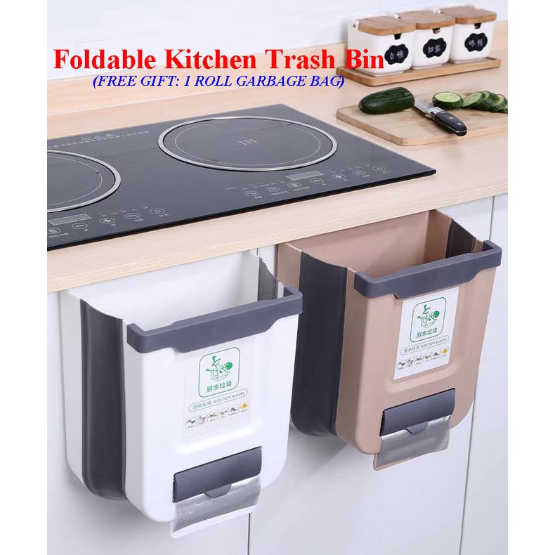 Creative Foldable Kitchen Trash Dustbin Garbage Basket Rubbish Waste ...
