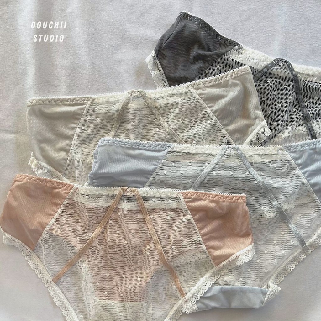 Douchii Studio Sexy Polka Dot Buttock Lace Panties Low Waist Pretty ...