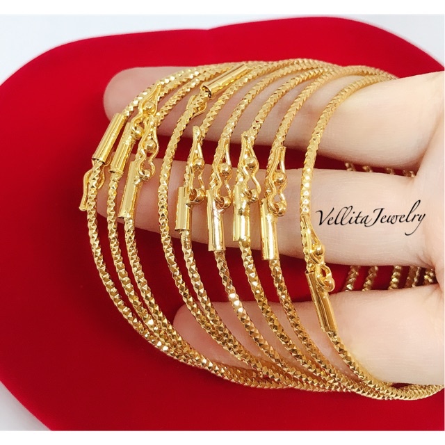 [VJ]Bangles “Stackable” Classic Jewellery Bangle W:1mm 999.9 Gold Plated {Gelang Dewasa ...