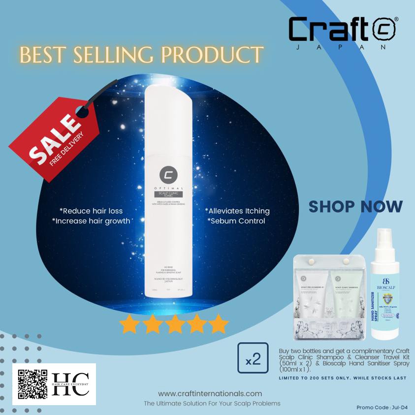 Craft Scalp Clinic Tonic 120ml x 2 FOC Travel Pack Pre Cleanser & Scalp ...