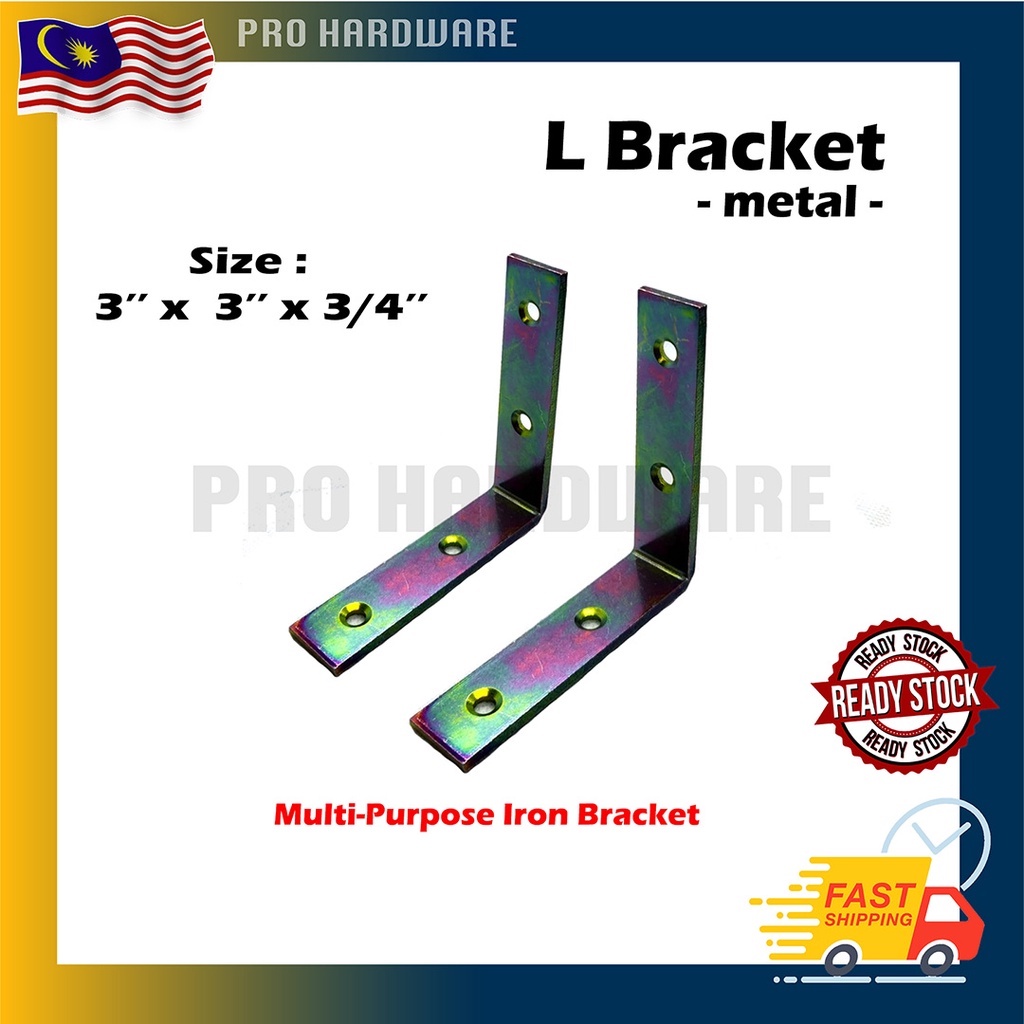 Metal 3'' X 3'' X 3/4'' L Bracket Furniture Angle Bracket / L Bracket ...