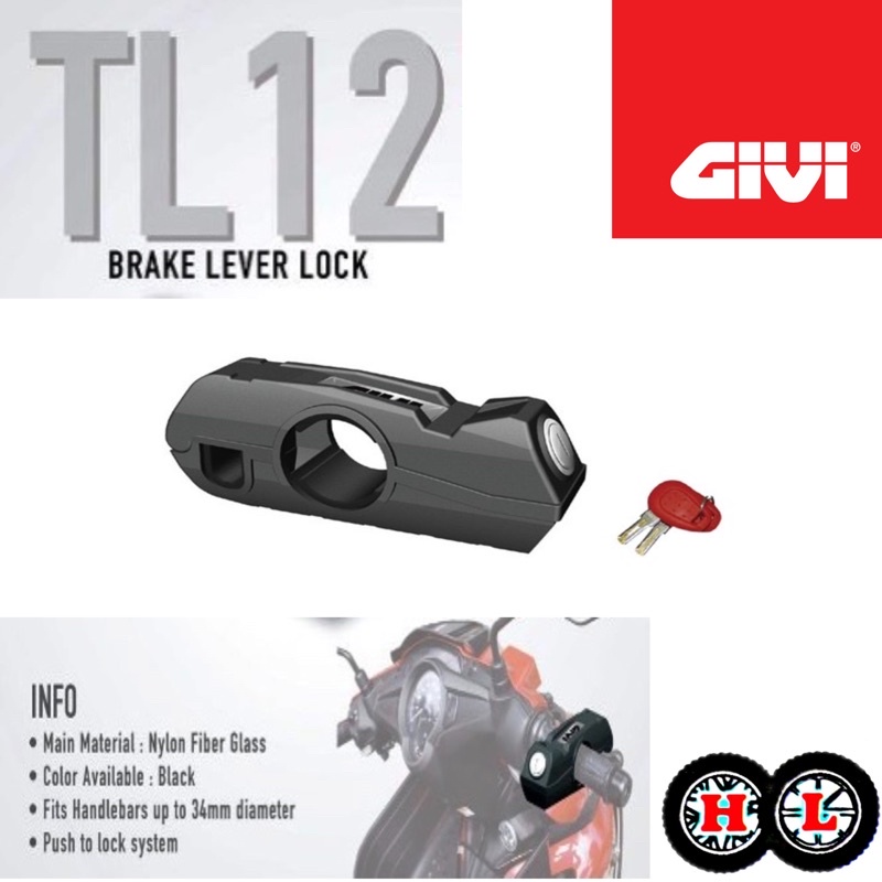 ORIGINAL GIVI TL12 BRAKE LEVER LOCK ( GIVI HANDLE LOCK SECURITY ...