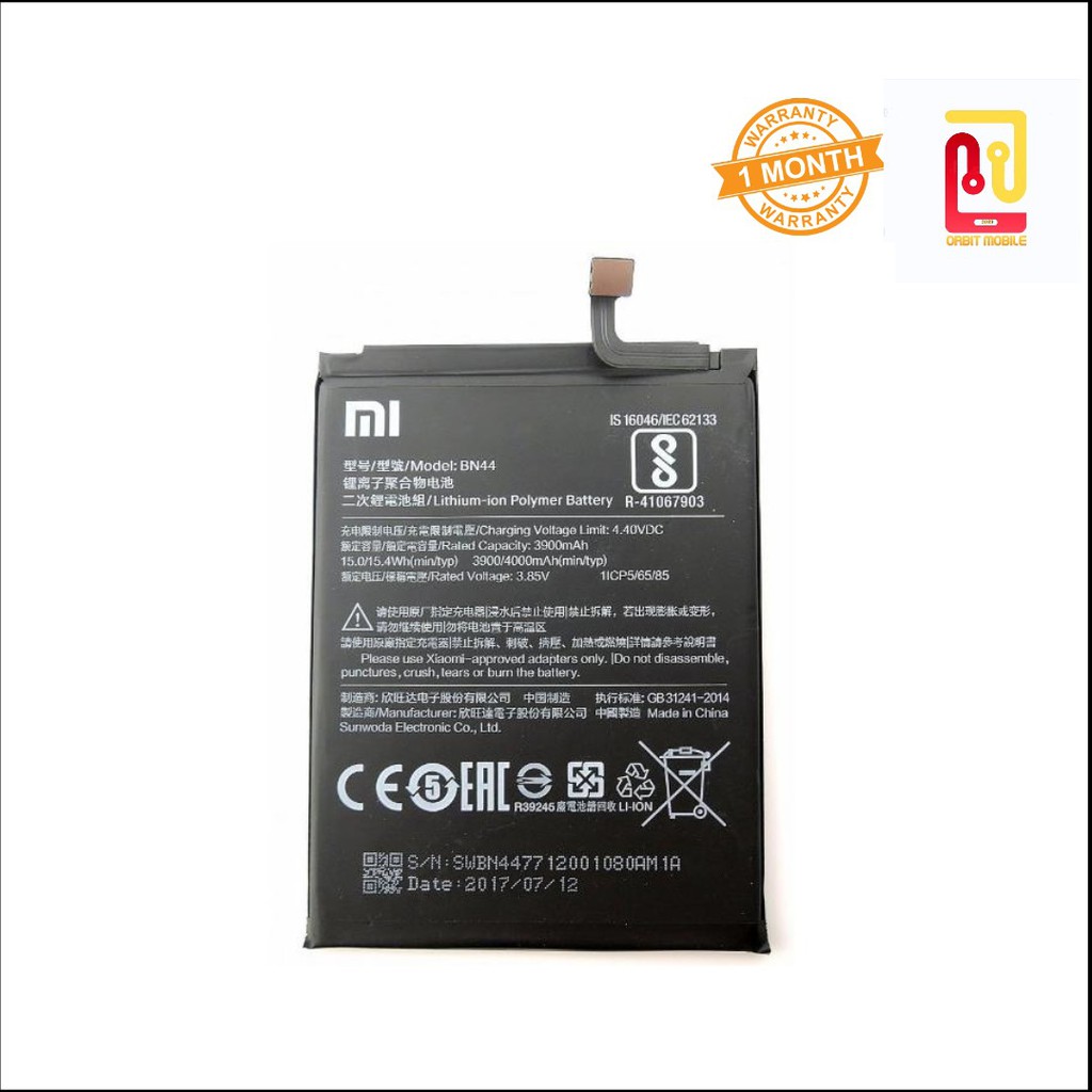 ORIGINAL REDMI 5 PLUS BATTERY BN44 (3900 mAh) | Shopee Malaysia