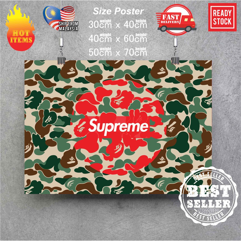 [Ready Stock]Supreme x a bathing ape poster | Streetwear poster ...