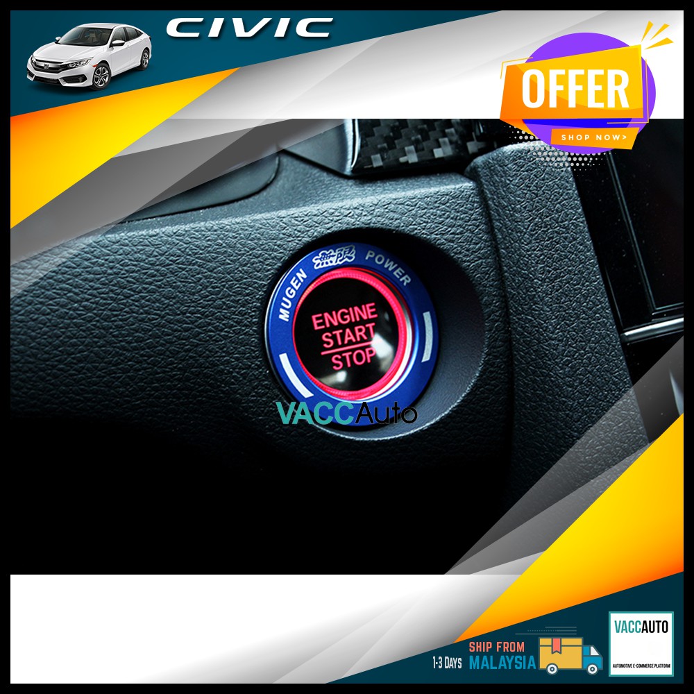 Honda Civic FC 10thPush Start Button Ring Push Button Knob Key Switch ...