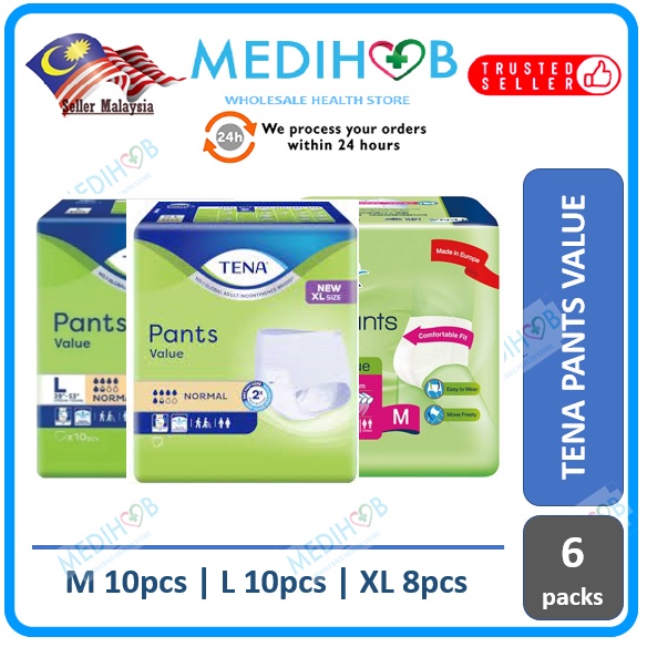 [WHOLESALE] TENA PANTS VALUE Adult Diapers Lampin Dewasa (Sizes M/ L/ XL) – 1 Carton | Shopee ...